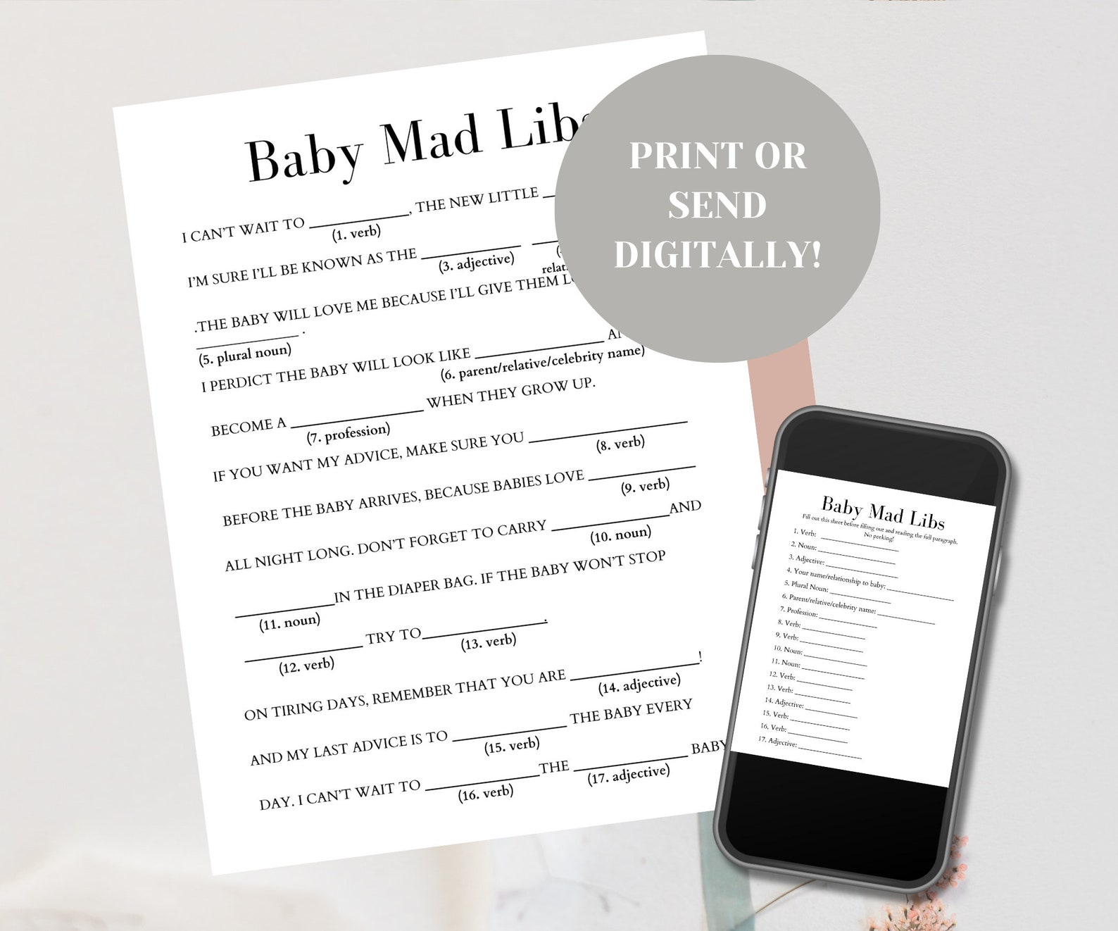 Baby Mad Libs Game | Shower Activity, Editable Template (digital ...