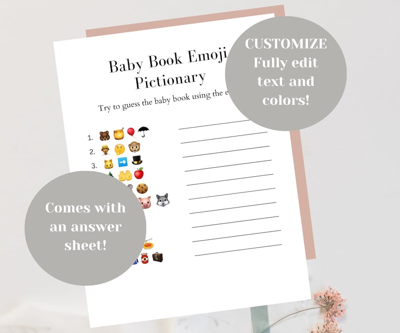 Baby Book Emoji Pictionary Game | Guess the Baby Book | Baby Shower ...