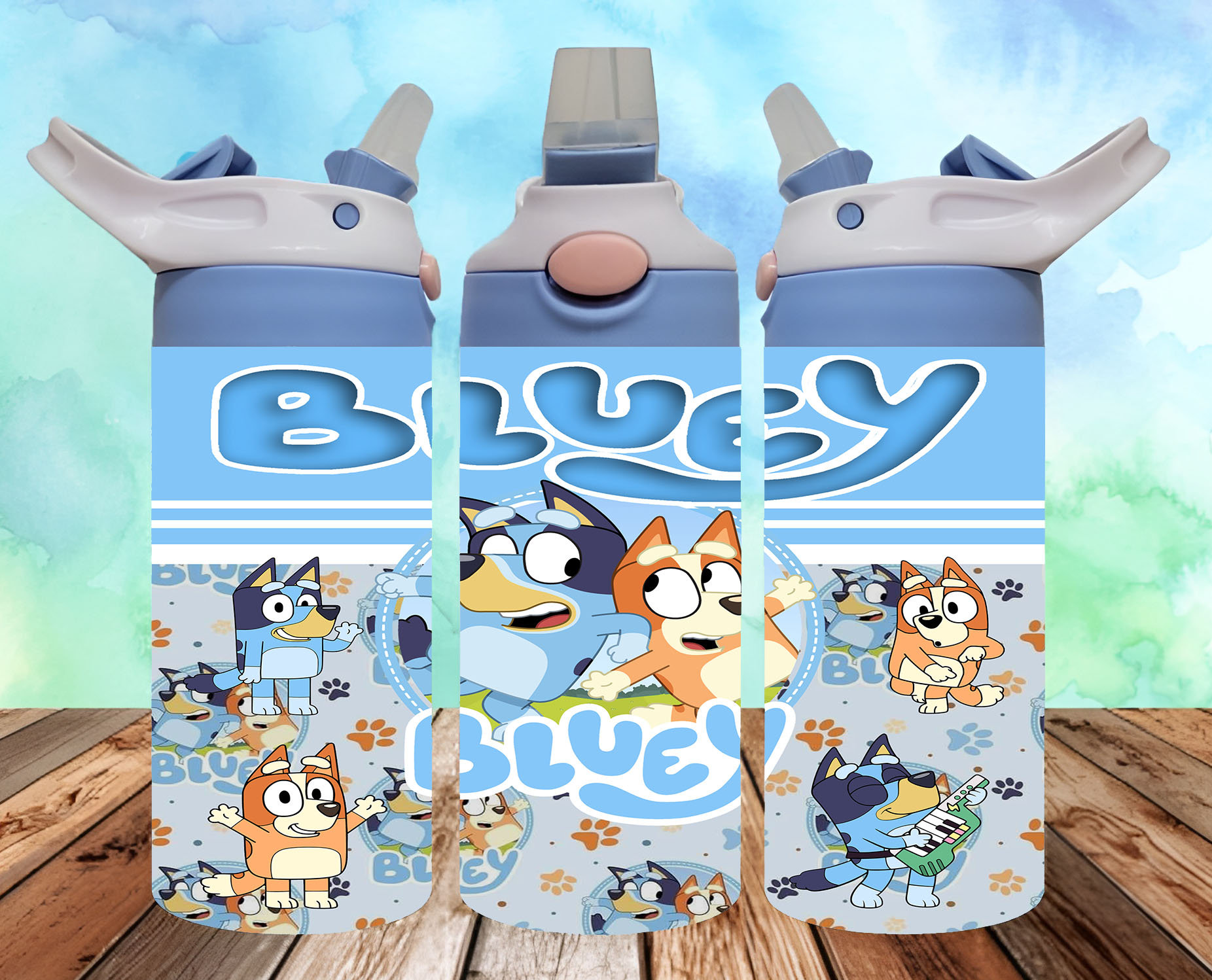 Bluey 12oz Sippy Cup, Kids Cartoon Png, Blue Dog Tumbler Wrap, Blue Dog ...