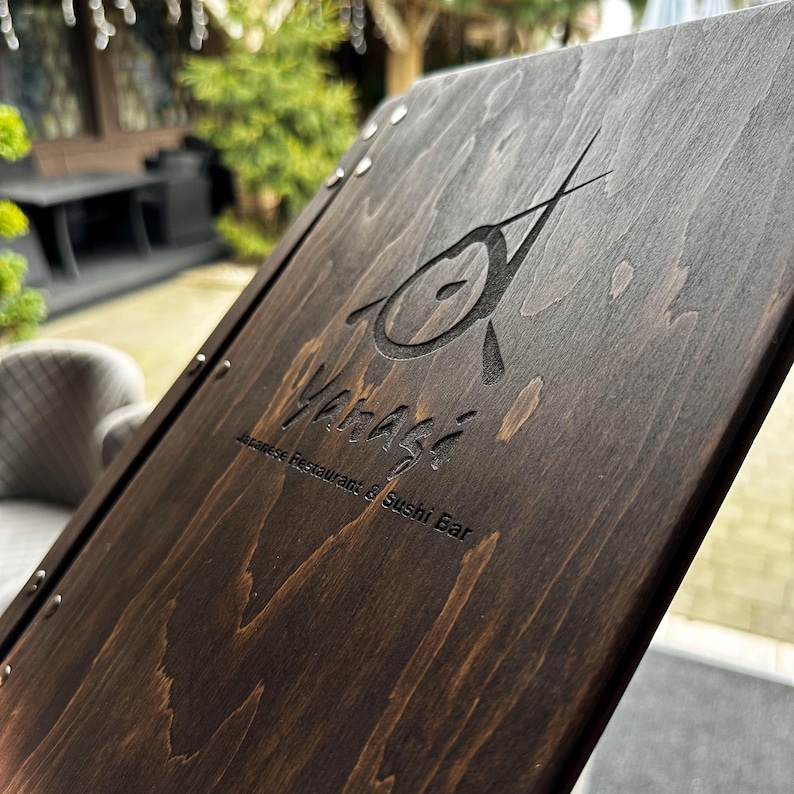 Wooden Menu Folder With Inserts for Menu Cards, Engraved Menu Holder ...
