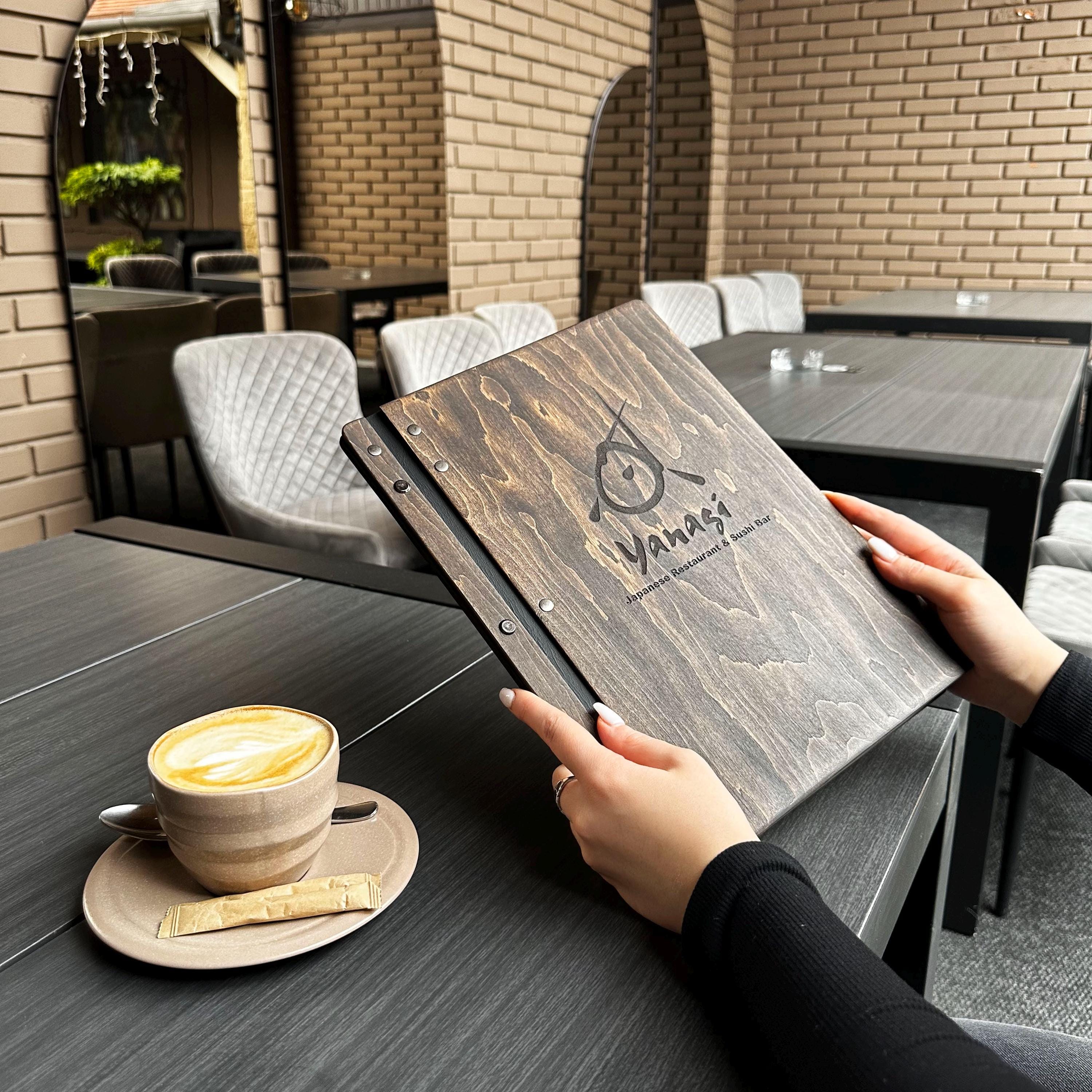 Wooden Menu Folder With Inserts for Menu Cards, Engraved Menu Holder ...