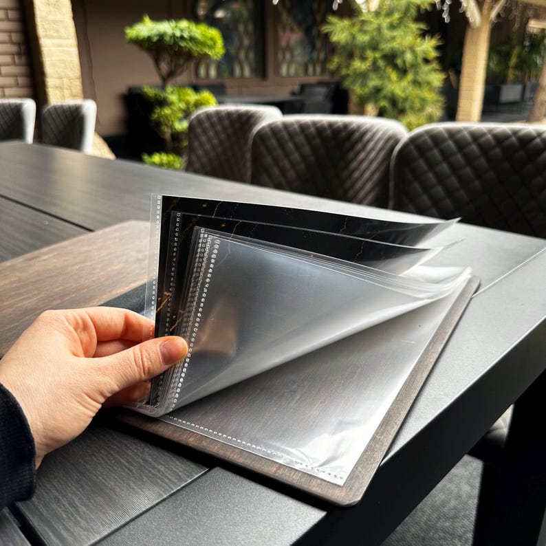 Wooden Menu Folder With Inserts for Menu Cards, Engraved Menu Holder ...