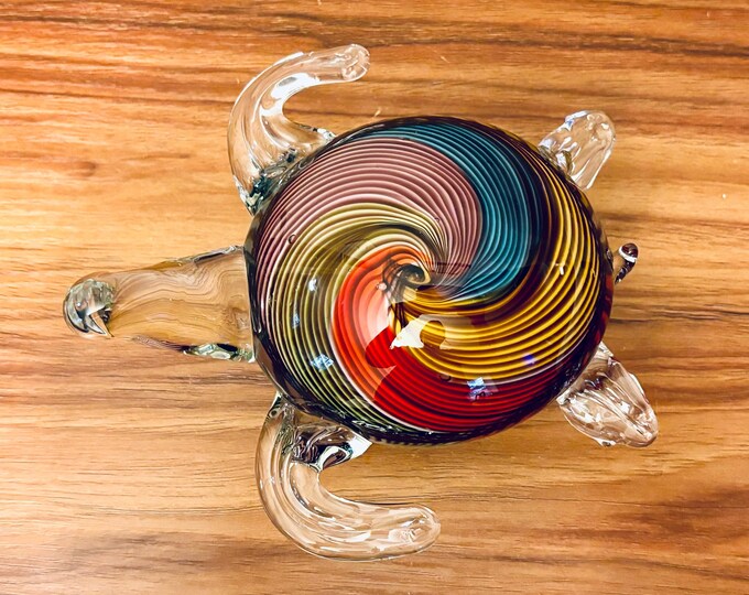 90s Dynasty Gallery Rainbow Swirl Glass Turtle – Postmodern Hand-fused ...