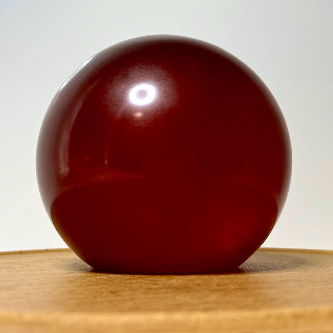 Vintage Ruby Red Blown Glass Sphere Paperweight, Mid Century Modern ...