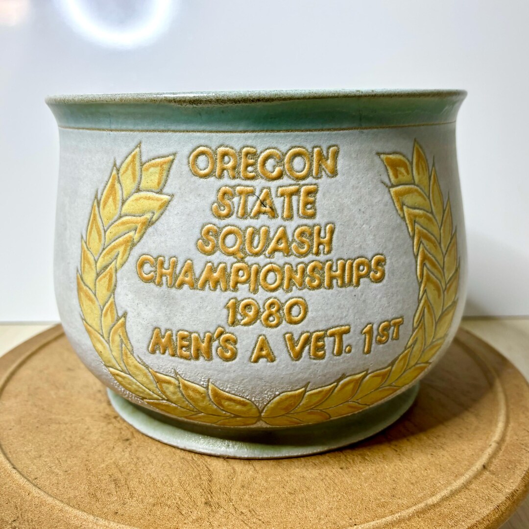 Vintage 1980 Oregon State Squash Trophy Bowl • Handmade Stoneware ...
