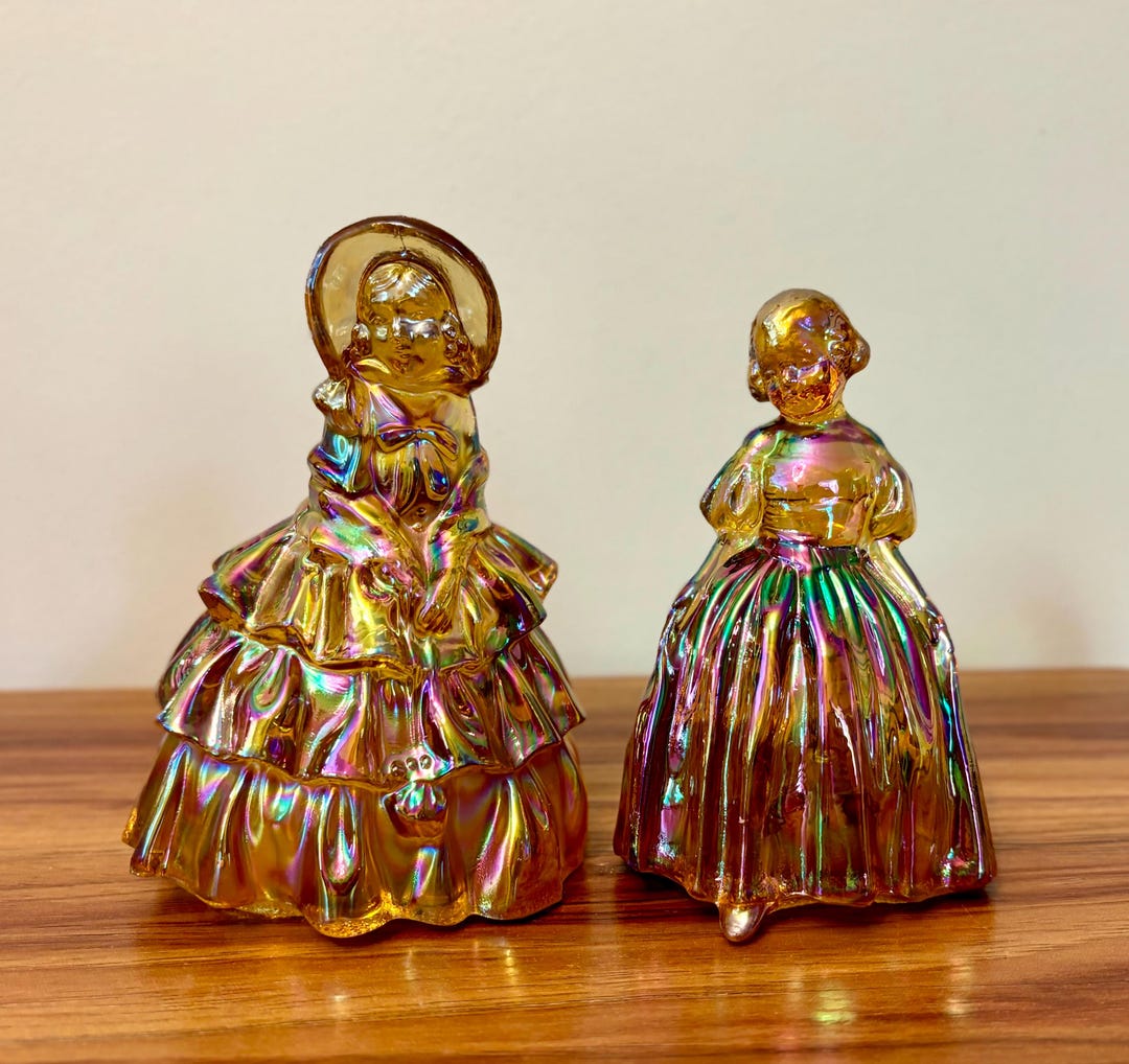 Vintage Wheaton Iridescent Carnival Glass Figurines - Southern Belle ...
