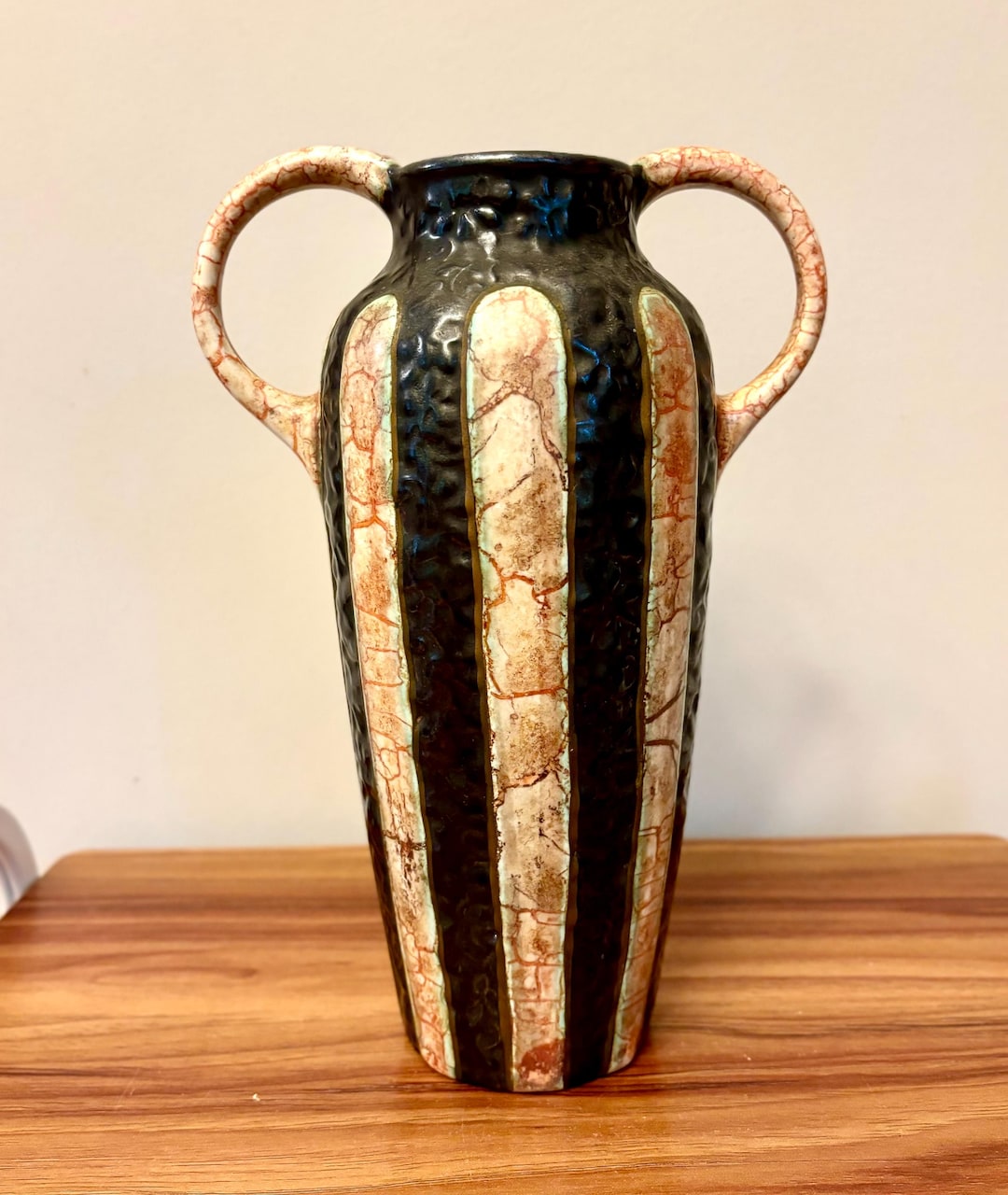 Art Deco Alienware Vase: 1920s Czech Pottery, Orange Black Green - Etsy