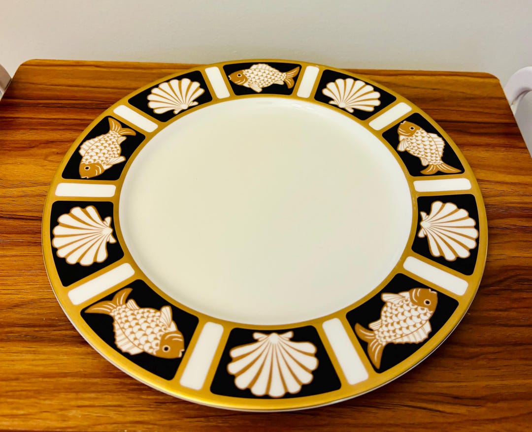 Vintage Mikasa Narumi Fish Shell Bone China Onyx Dinner Plate 1977 ...
