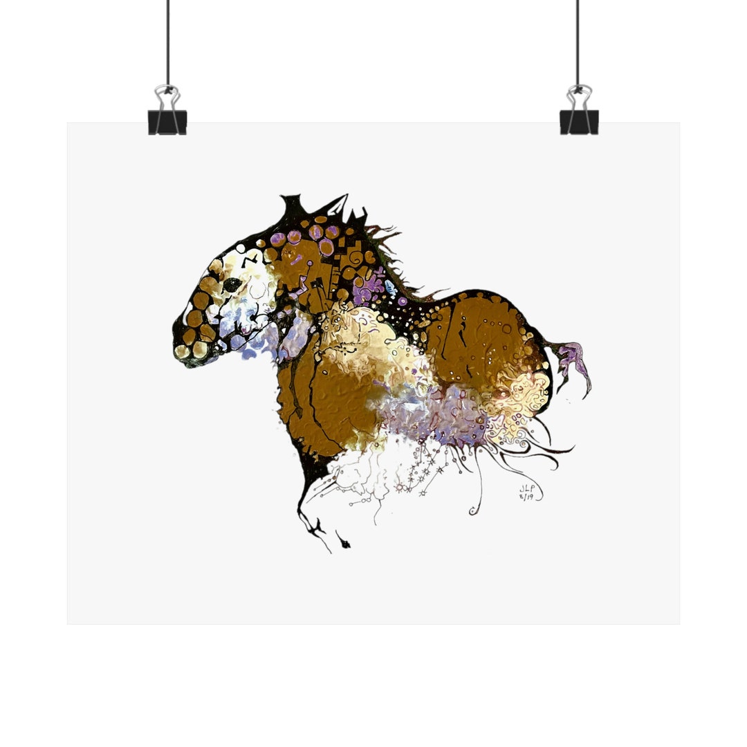 Running Horse Abstract Acrylic Painting Pen Drawing Introspective ...