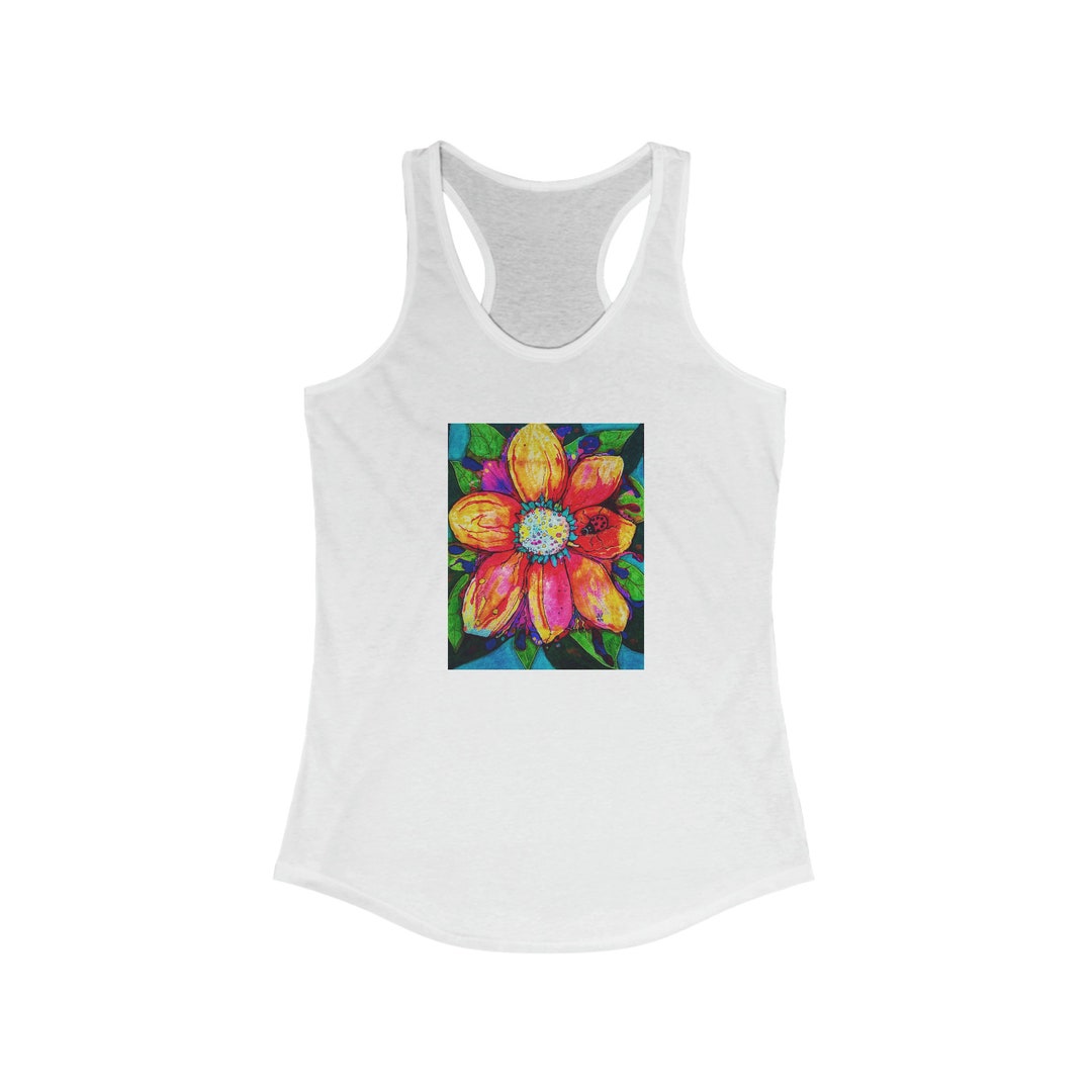 Psychedelic Flower With Ladybug Racerback Tank Abstract Acrylic Art ...