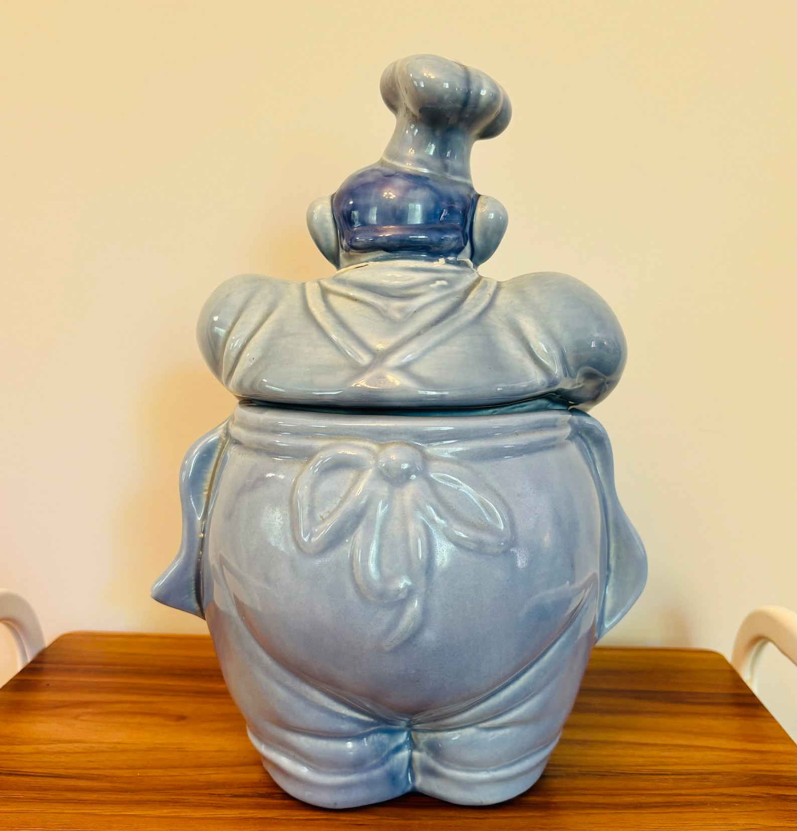 Vintage 1940s Red Wing Chef Cookie Jar Blue Glazed Ceramic Pierre the ...