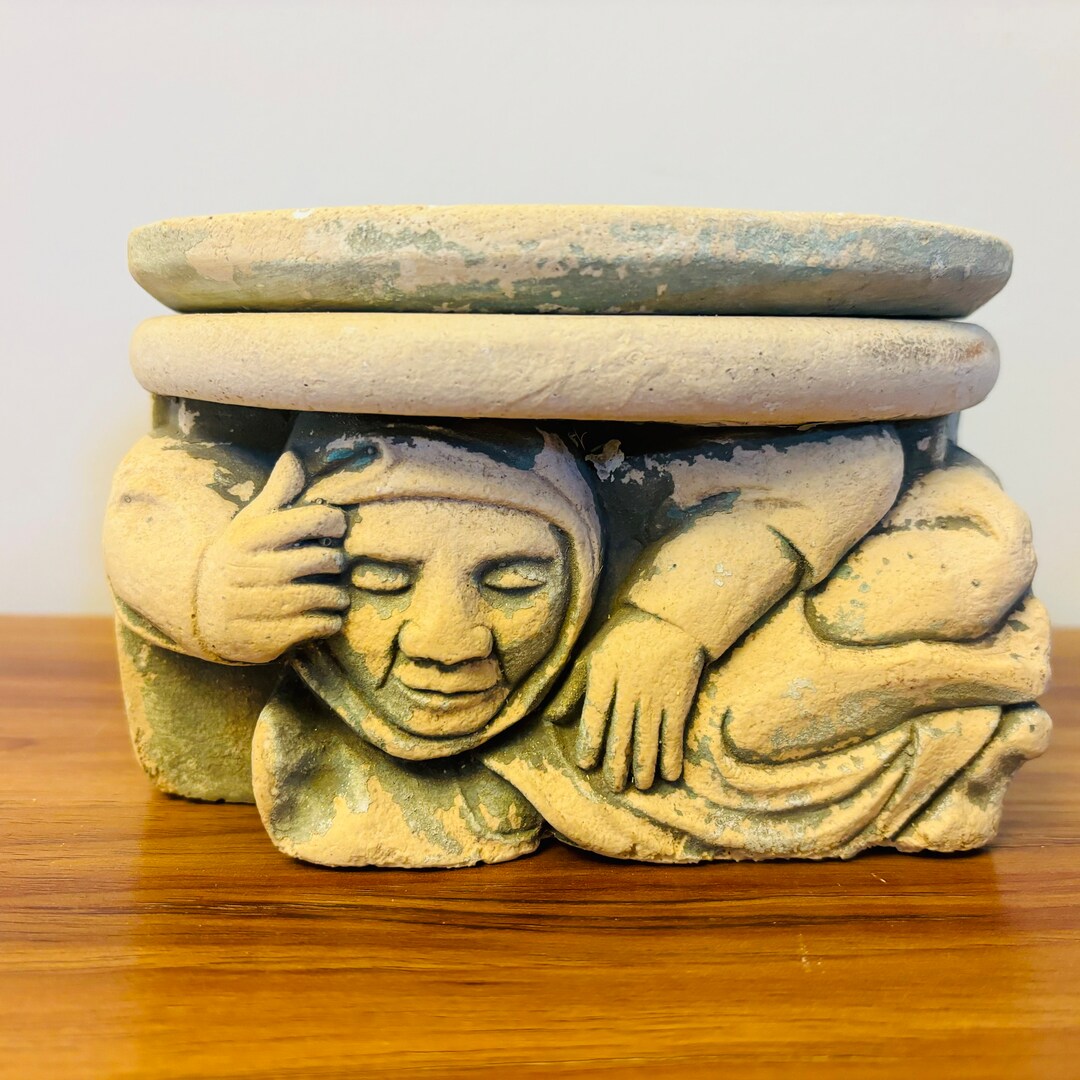 Rare Concrete Stone Man Sculpture With Secret Storage Stash Compartment ...