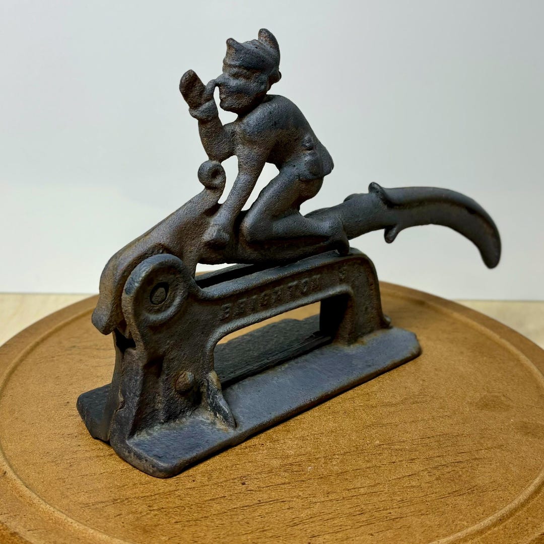 Antique Brighton No 3 Tobacco Cutter: Figural Elf Jester Cast Iron ...