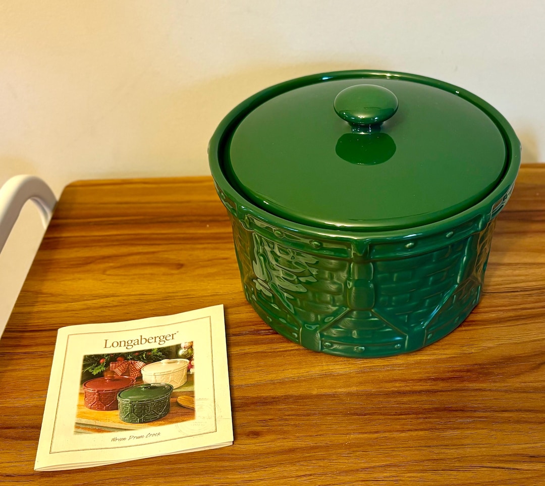 Vintage Longaberger Ivy Green Ceramic Crock: Kitchen Storage Canister ...