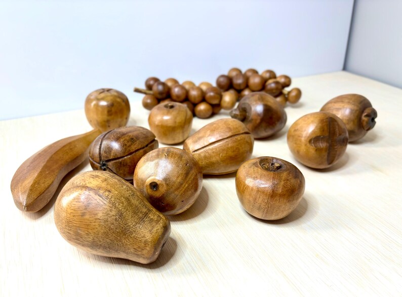 Vintage Hand Carved Wood Fruit Set (13pc) – Farmhouse Harvest Decor - Etsy