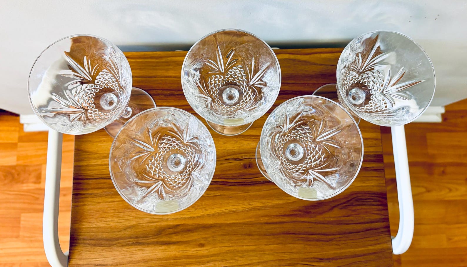 French Crystal Wine Glasses Set of 5 Elegant Salzburg Pattern Vintage ...