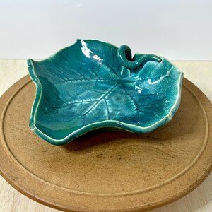 Vintage Anne Bray Studio Pottery Leaf Bowl: Green Ceramic Dish - Etsy