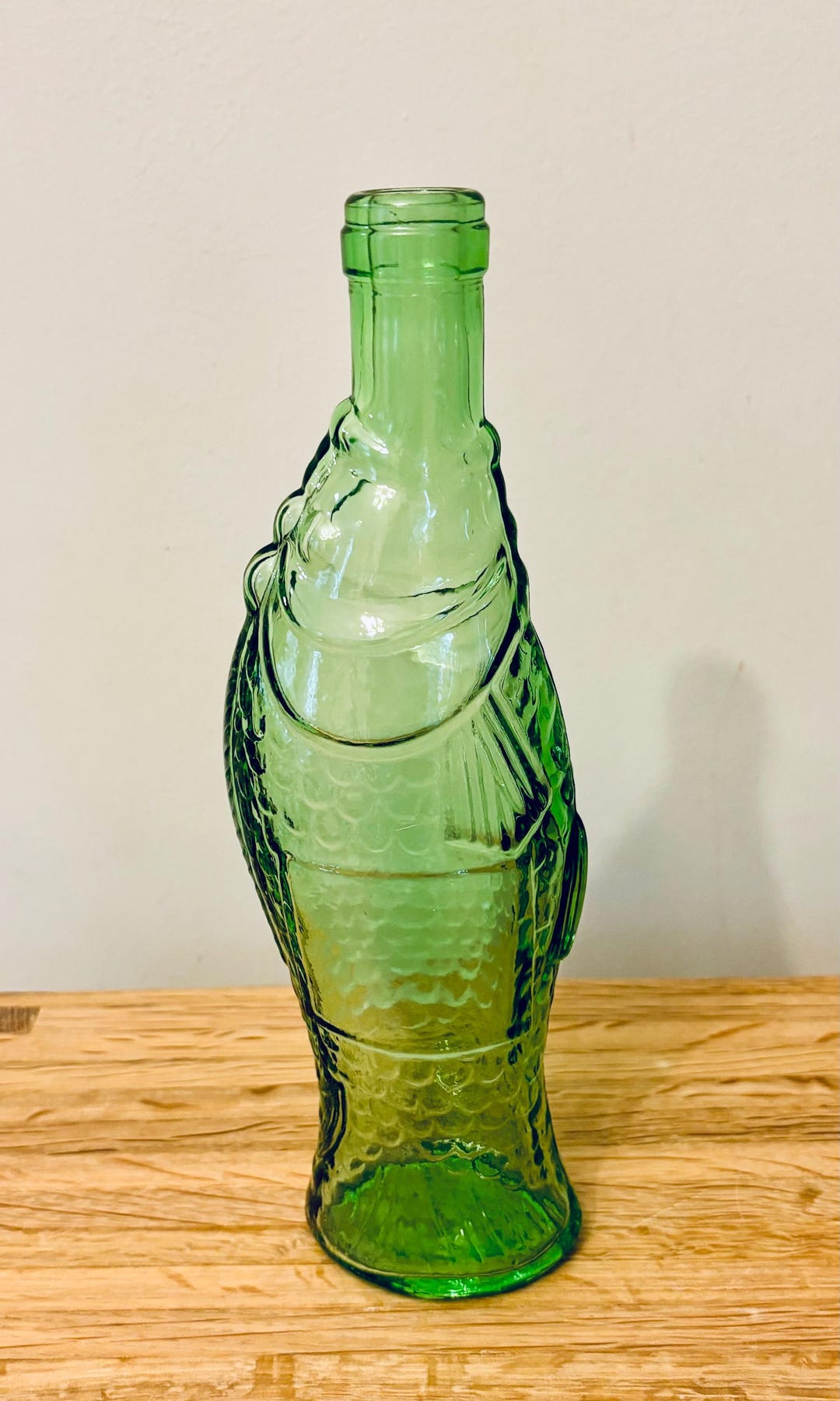 Vintage Green Glass Fish Decanter for Nautical Decor and Floral ...