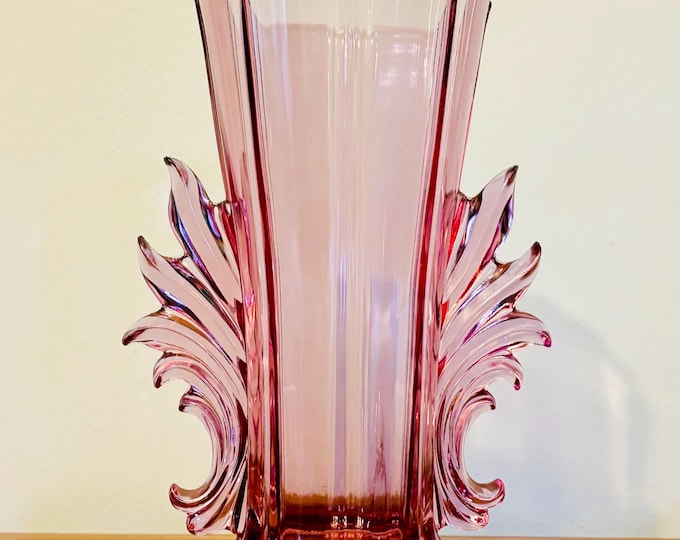 Elegant Dusty Rose Fostoria Tiara Vase: Baroque UV Glow Centerpiece, 8 ...