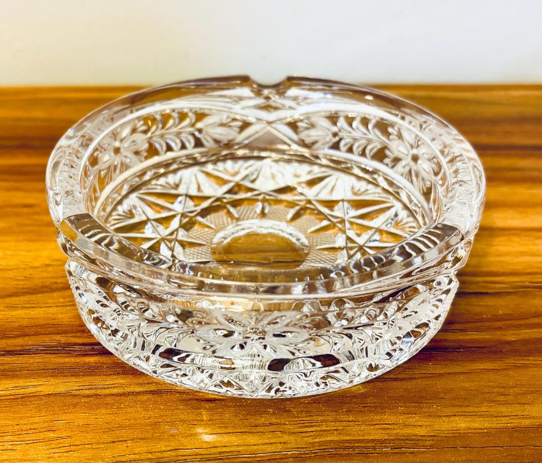 Vintage German Imperlux Lead Crystal Ashtray: Hand-cut Floral Catchall ...