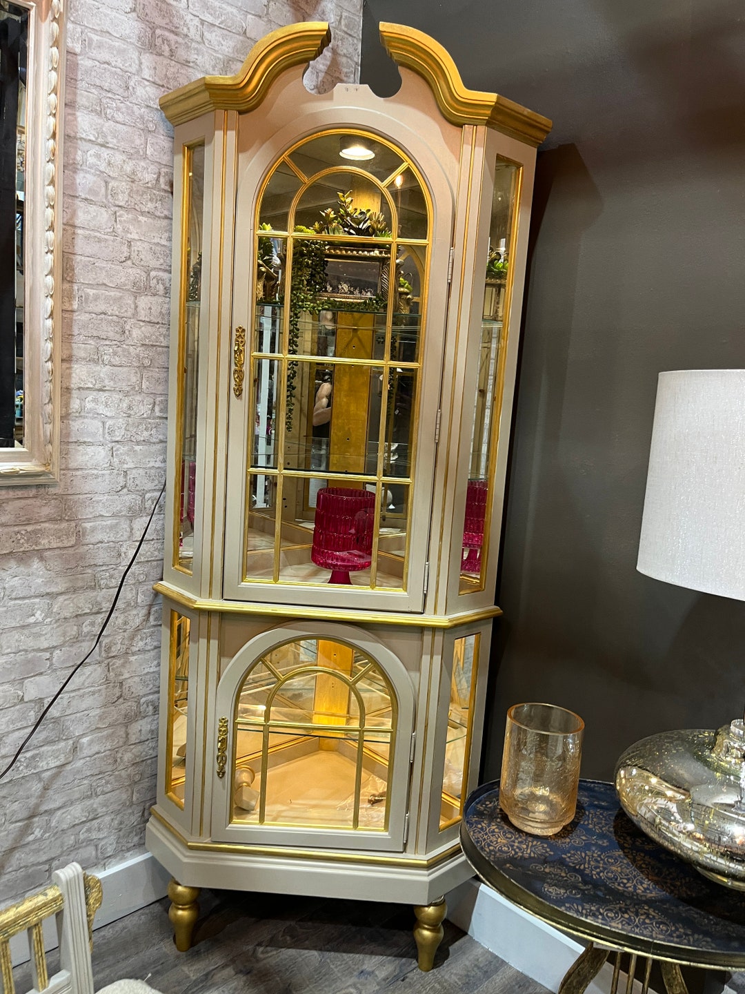 Pulaski Curio Cabinet Ivory and Gold - Etsy