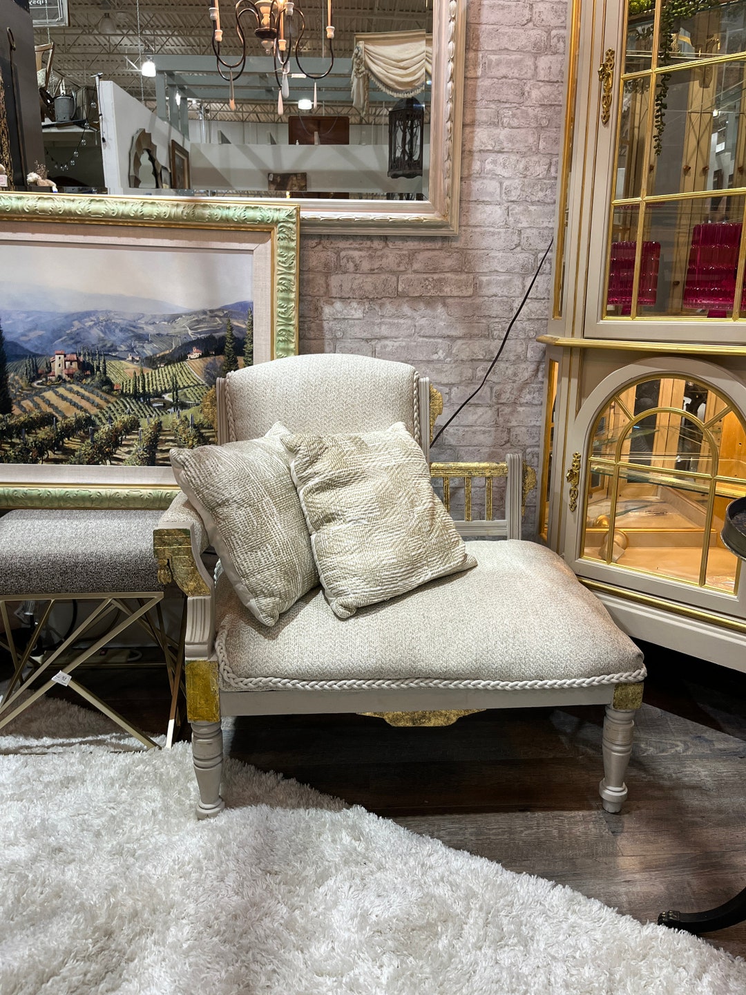 Cream Settee W Braided Trim and Gold Leaf - Etsy