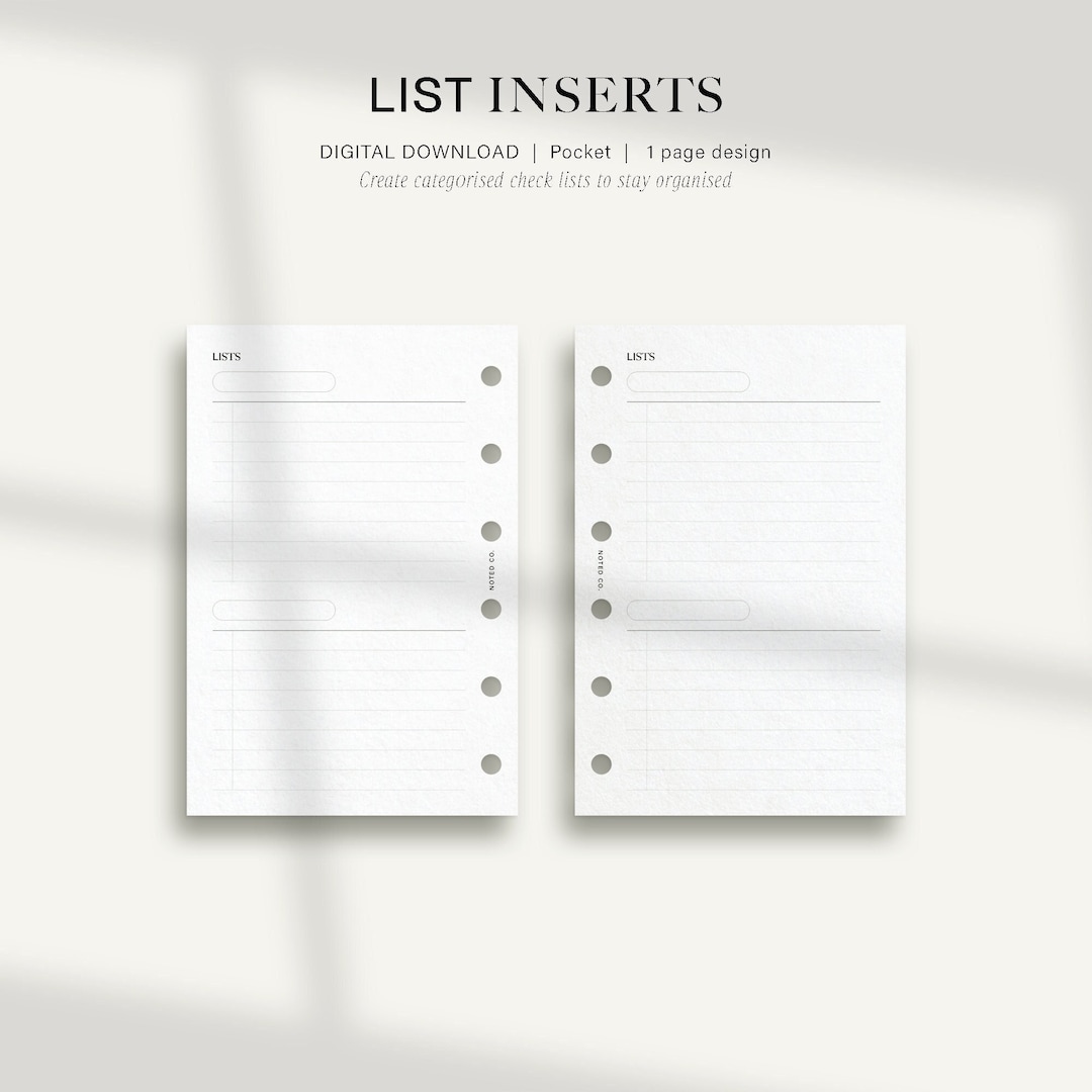 Printable Pocket Planner Lists Inserts for LV PM Agenda Filofax Pocket ...