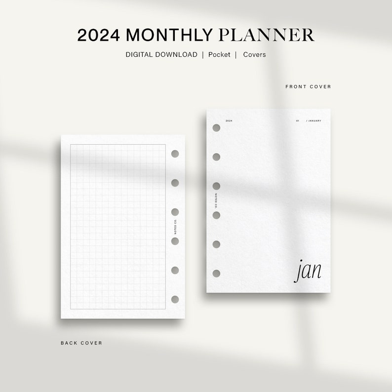 2024 Monthly Calendar Printable for Pocket Planners Dated Inserts for ...