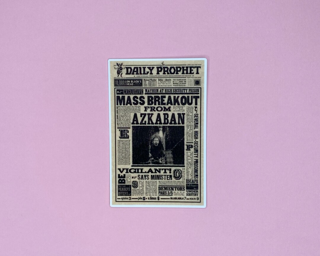 Wizard Newspaper Prison Breakout Sticker Waterproof Vinyl Sticker - Etsy