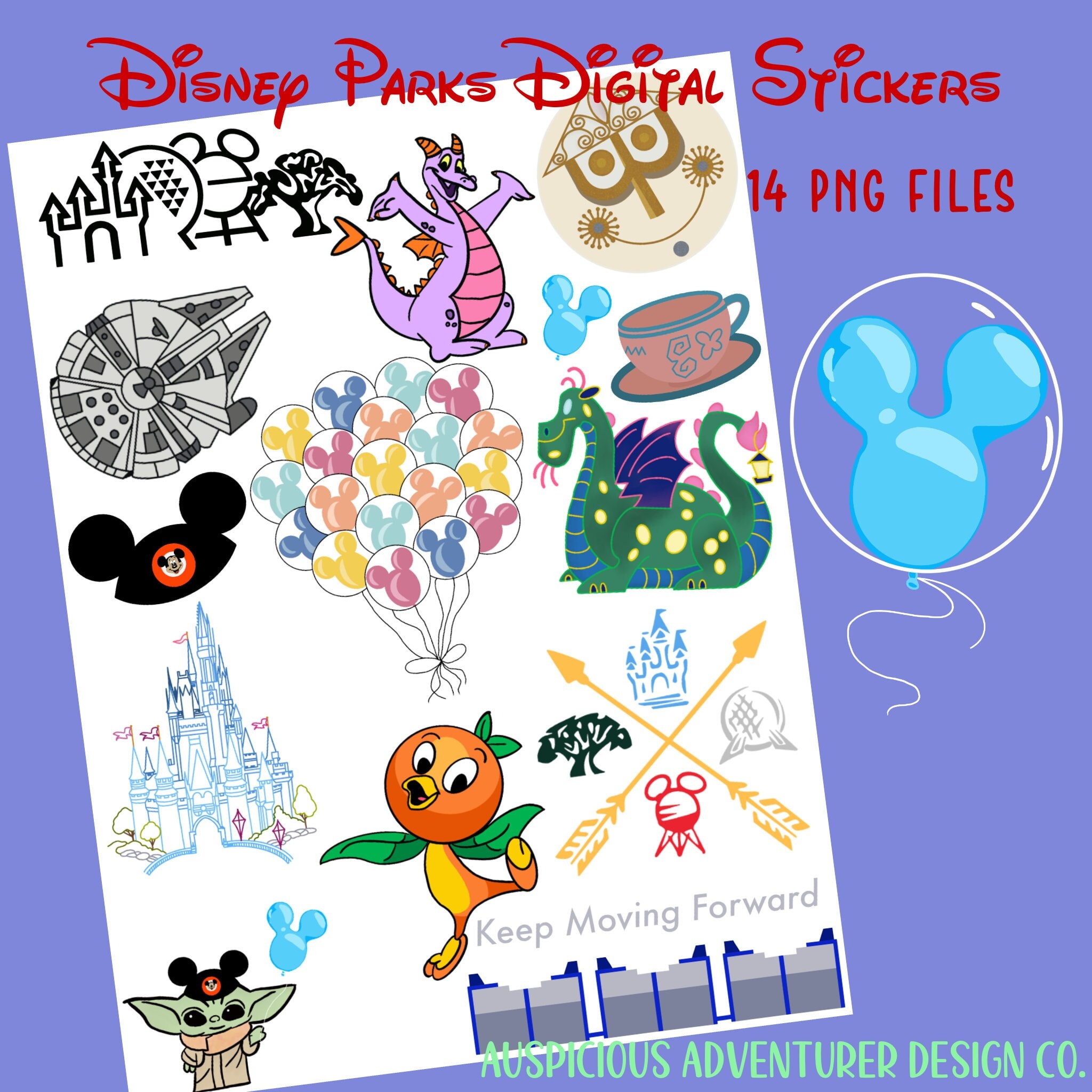 WDW Parks Digital Stickers, PNG Files, Daily Planner Stickers, Pre ...