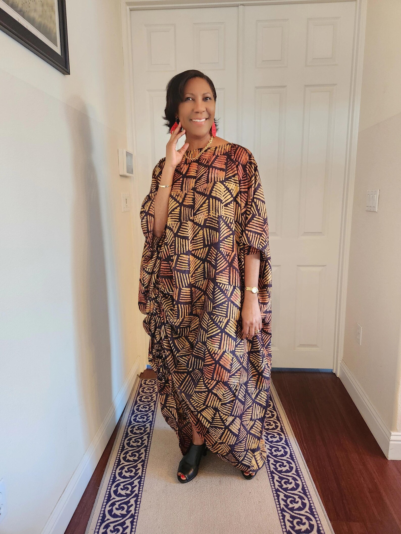 Nola Elegant African Boubou/kaftan Gown/ Quality Adire Tie & Dye Crepe ...