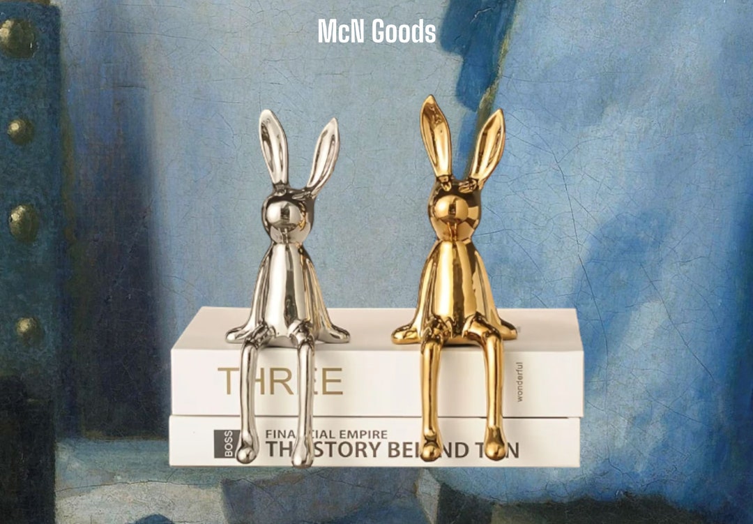 Ceramic Rabbit Ornament, Luxury Home Décor, Animal Statue, Home Art ...