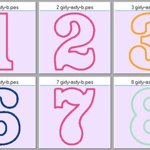 NUMBER Set 0-9 Girly PLAIN Birthday Applique 4x4 & 5x7 ~ Instant ...