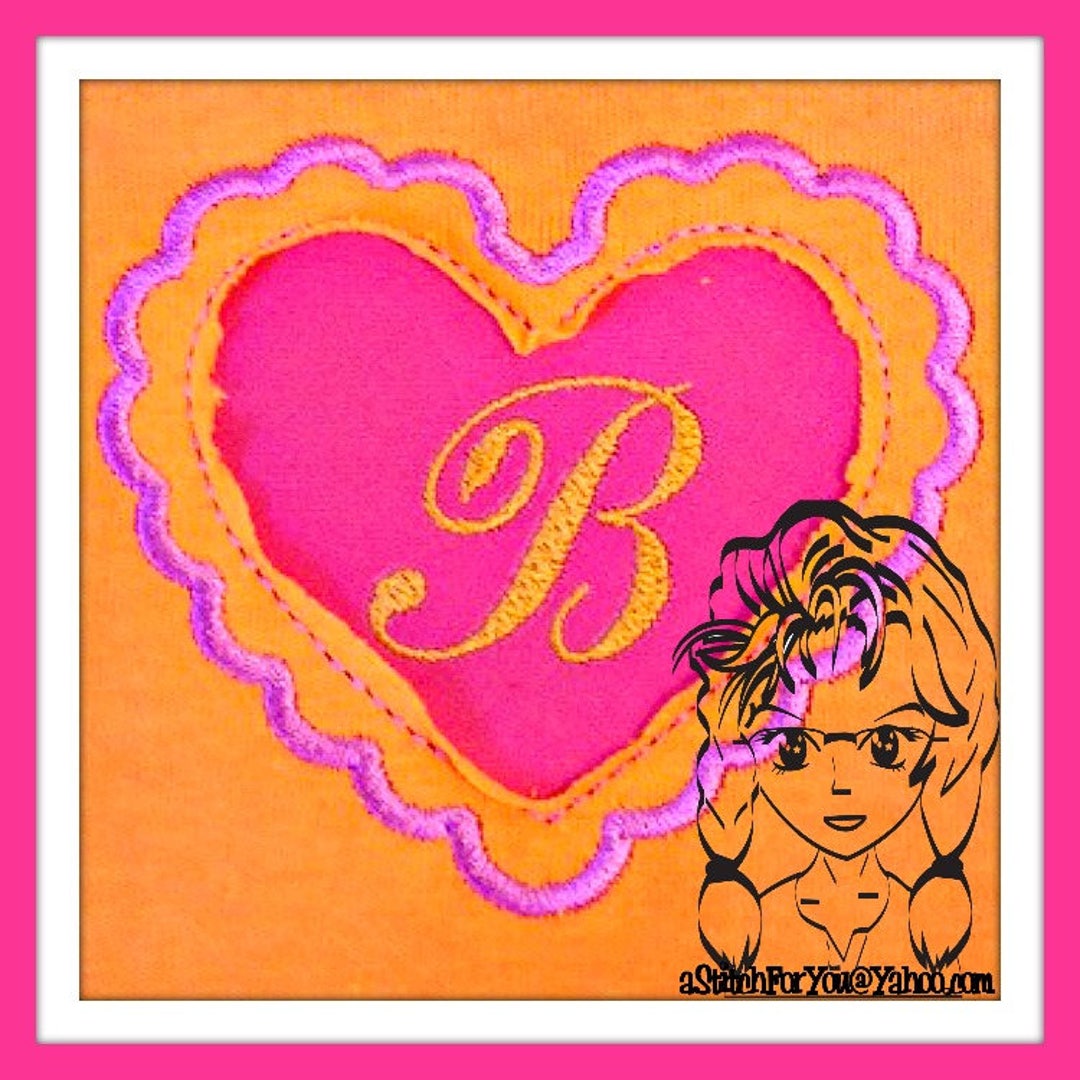 HEART Reverse Cutout Applique LOVE ~ Instant Download Design by Carrie ...