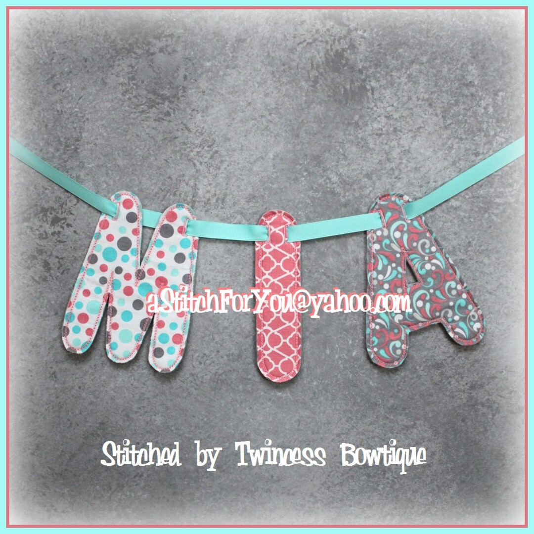 ALPHABET Banner Applique 5x7 Hoop Border Motif Edge ~ in the Hoop ...