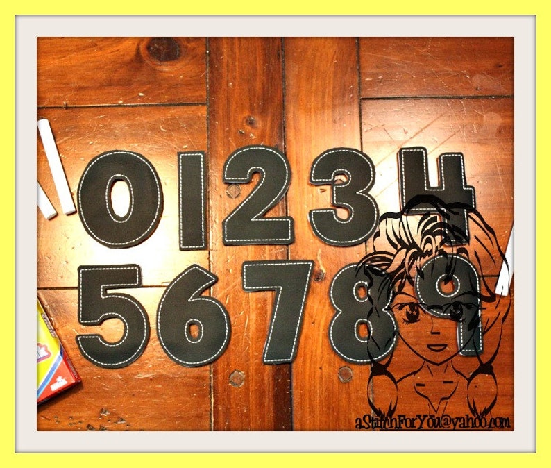 NUMBER Set 0-9 Chalk PLAIN Learning School in the Hoop - Etsy