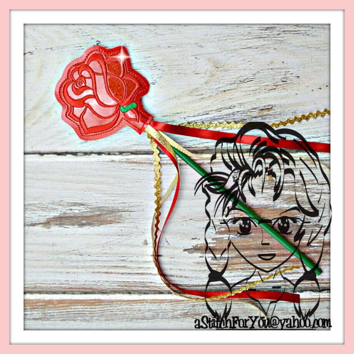 ROSE Flower Pencil Topper & Wand in the Hoop | Etsy