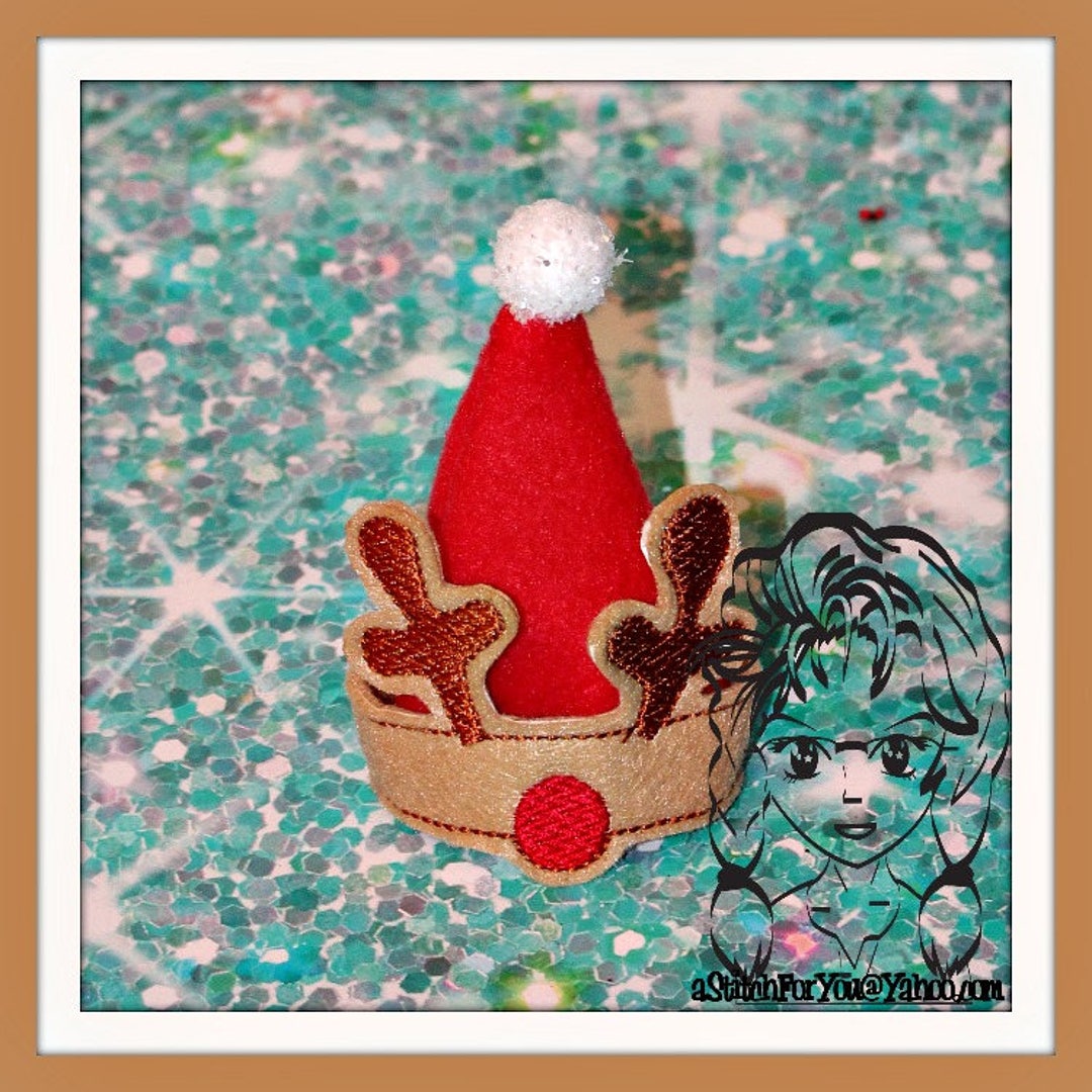 Hat Reindeer RED Nose Dress up Christmas ~ ELF Size ~ in the Hoop ...