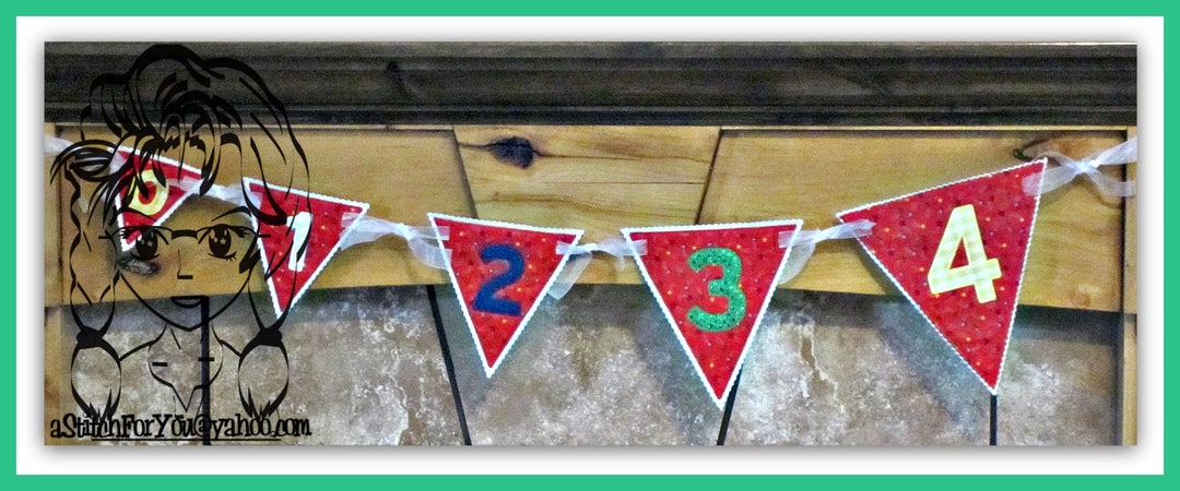 Numbers 0-9 Applique Border Motif Edge, Birthday, Pennant Banner ~ in ...