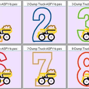 Dump Truck Number Set 0-9 Boy ~ Birthday Applique ~ Instant Download ...