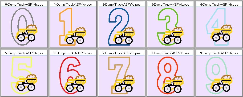 Dump Truck Number Set 0-9 Boy Birthday Applique Instant | Etsy