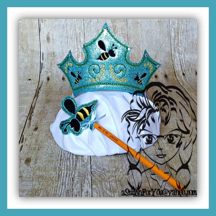 Queen BEE Crown E & Bee Wand ~ in the Hoop ~ Instant Download Design by ...