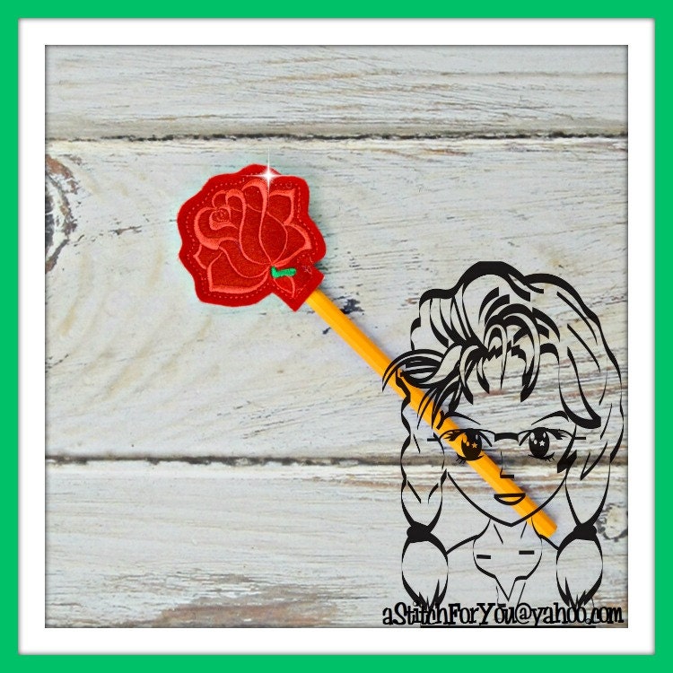 ROSE Flower Pencil Topper & Wand in the Hoop | Etsy