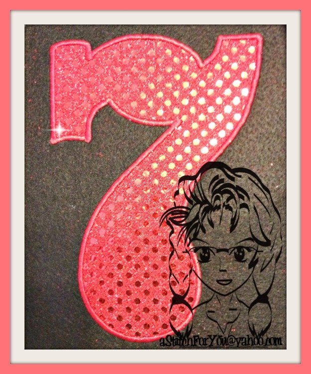 NUMBER Set 0-9 Girly PLAIN Birthday Applique 4x4 & 5x7 ~ Instant ...