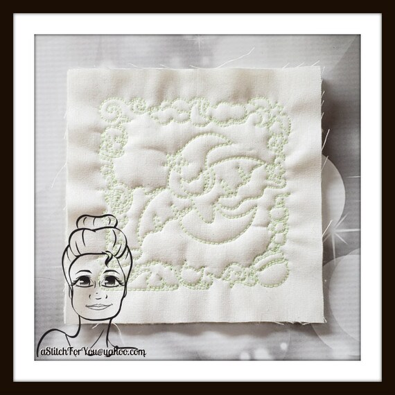 BAT MOON W-wo Border Lineart Quilt Stipple Lineart Design | Etsy