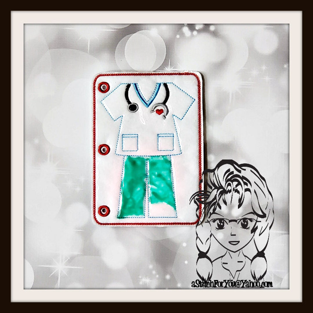 SCRUBS Clothes Medical ~ Coloring Busy Quiet Book Page ~ in the Hoop ...