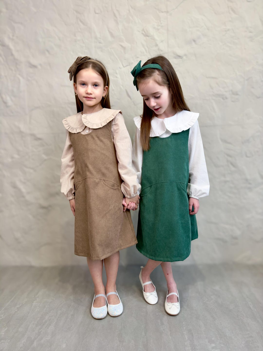 Сorduroy Girl's Dress, Kids Corduroy Overall Dress, Adjustable Straps ...