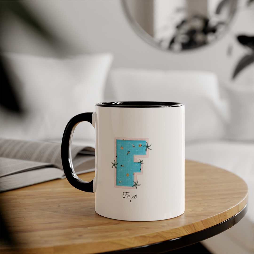 Personalized Letter F Name Accent Mugs, 11oz - Etsy