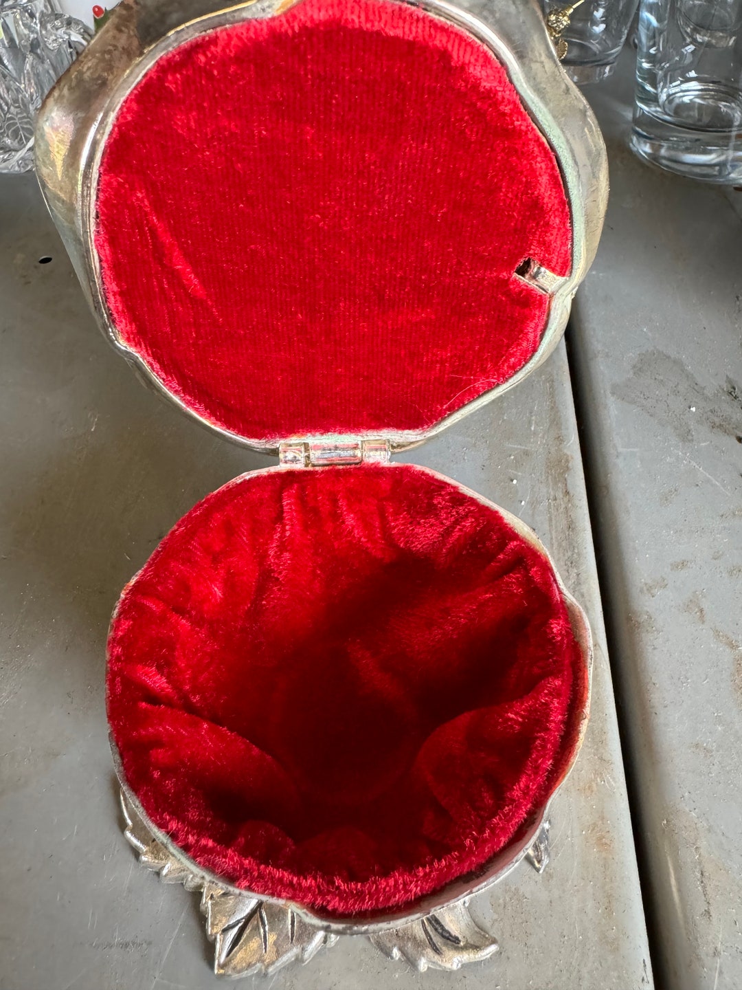 Vintage Godinger Silverplate Rose Box With Red Velvet Lining - Etsy