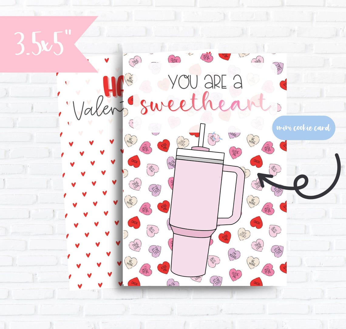 Sweetheart Valentine's Day Printable Mini Cookie Card Set of 3 | Retro ...